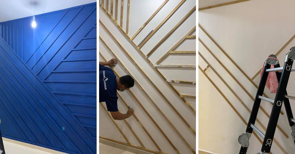 DIY Accent Wall Warna Biru Laut, Terus Berubah Aura Ruang Tamu Kediaman ...