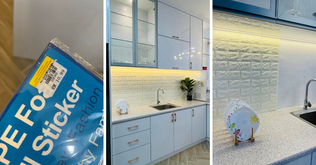 DIY Backsplash 3D Sticker, Kena Tahu Cara Pasang Supaya Dinding Tak ...