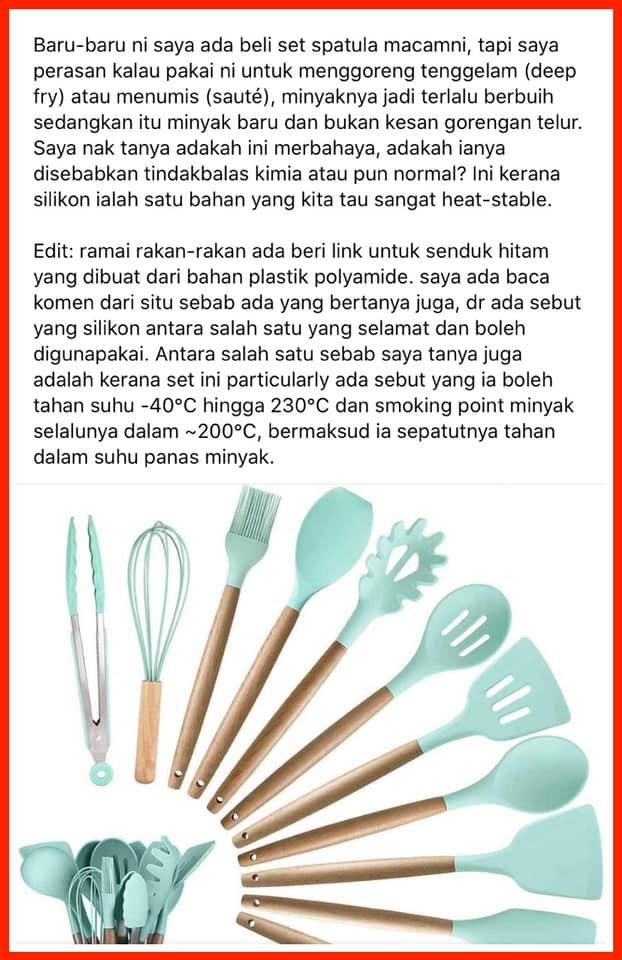 Senduk Atau Sudip Silikon Boleh Menyebabkan Kontaminasi Pada Makanan ...